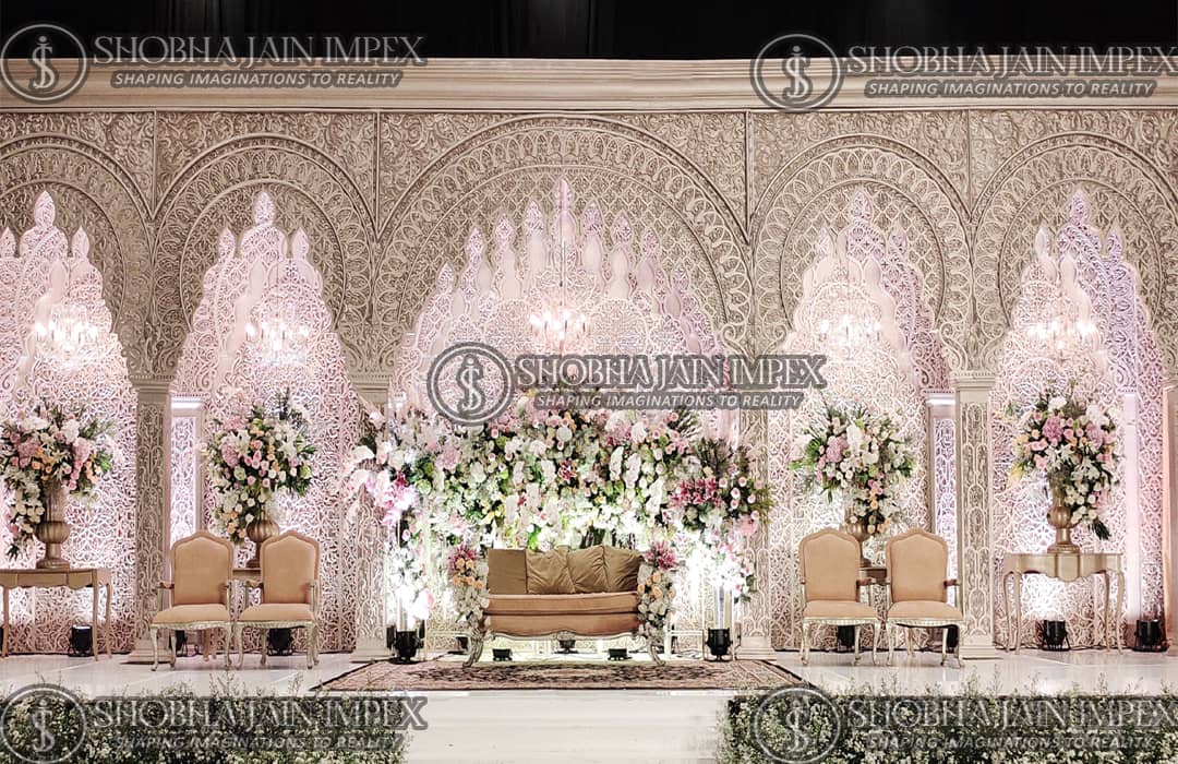 Fascinating Roman Style Wedding Reception Stage | Shobha Jain Impex
